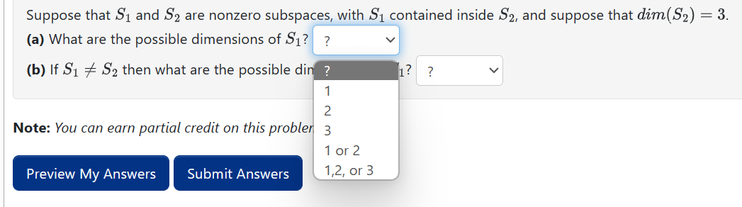 Solved Suppose that S1 ﻿and S2 ﻿are nonzero subspaces, with | Chegg.com