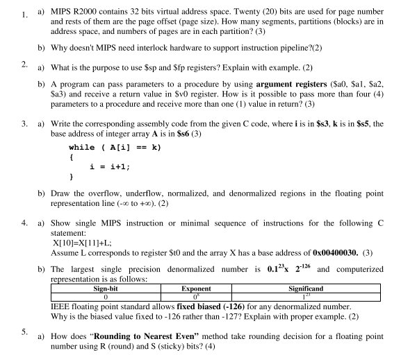 Solved 1. a) MIPS R2000 contains 32 bits virtual address | Chegg.com