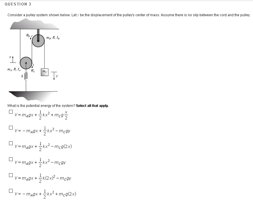 Solved QUESTION 3 Consider a pulley System shown below. Letz | Chegg.com
