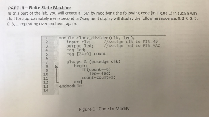 Part Iii Finite State Machine Part Lab Create Fsm Modifying Following Code Figure 1 Way Ap