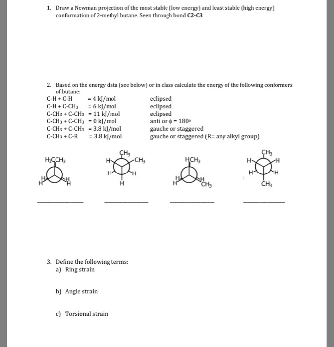 Solved Draw a newman projection of the most stable and the | Chegg.com