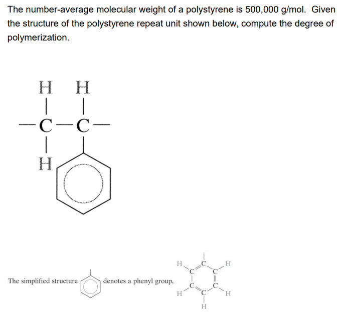 Solved The number-average molecular weight of a polystyrene | Chegg.com