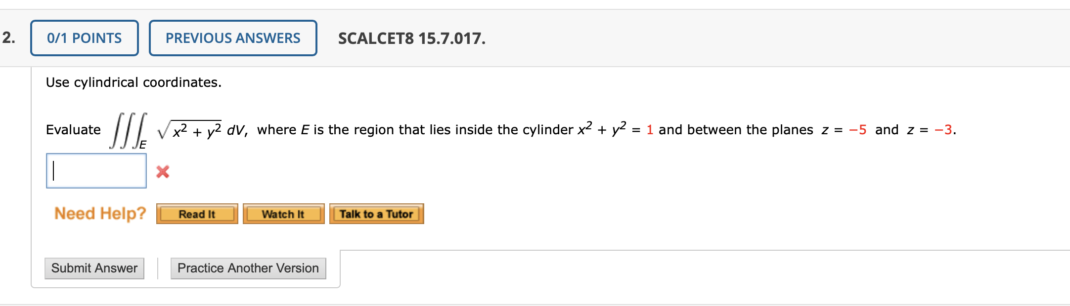 Solved 0/1 POINTS PREVIOUS ANSWERS SCALCET8 15.7.017. Use | Chegg.com