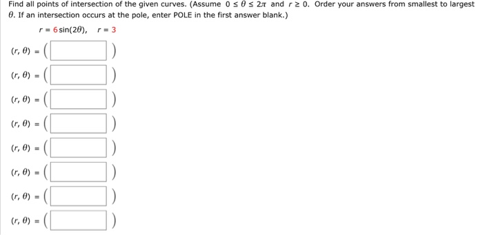 Solved Find all points of intersection of the given curves. | Chegg.com