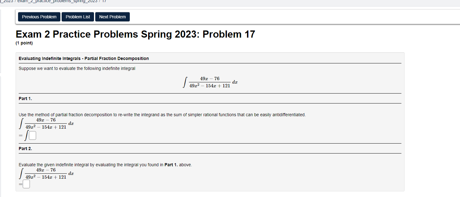 Solved Exam 2 Practice Problems Spring 2023: Problem 17 (1 | Chegg.com