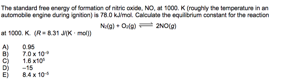 Solved The standard free energy of formation of nitric | Chegg.com