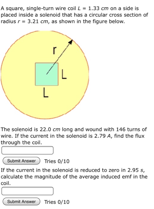 Solved A square, single-turn wire coil L 1.33 cm on a side | Chegg.com