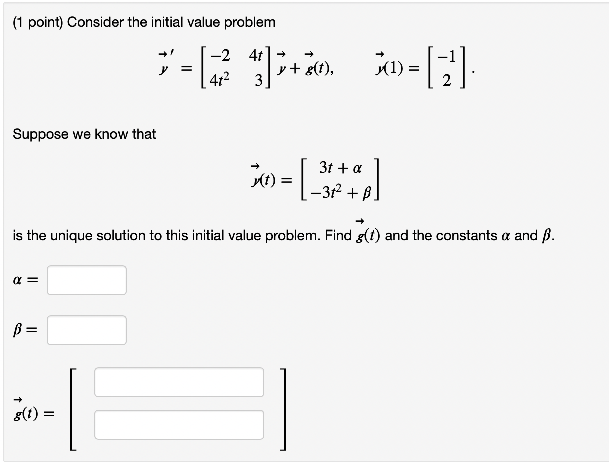 Solved (1 point) Consider the initial value problem 4t | Chegg.com