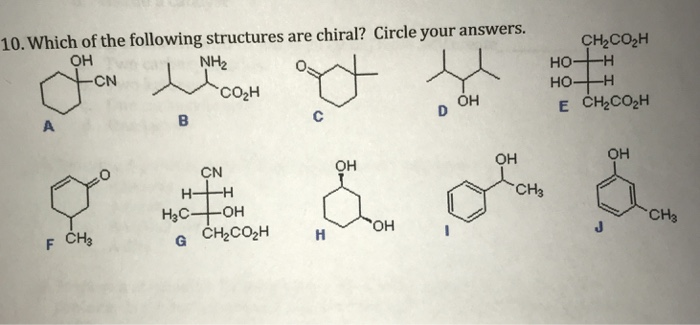 Solved CH2CO2H 10. Which of the following structures are | Chegg.com