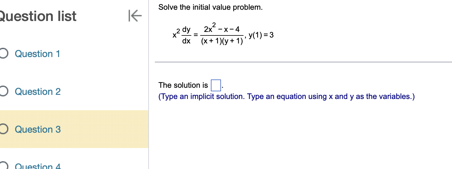 Solved \begin{tabular}{l|l|l|} Question list & & Solve the | Chegg.com
