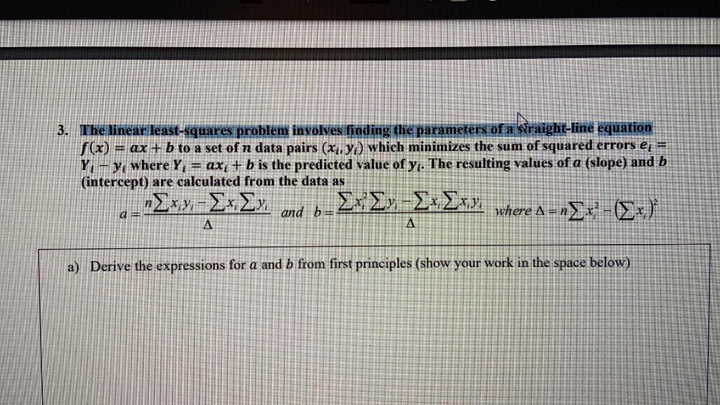 Solved 3 The Linear Least Squares Problem Involves Finding 7330