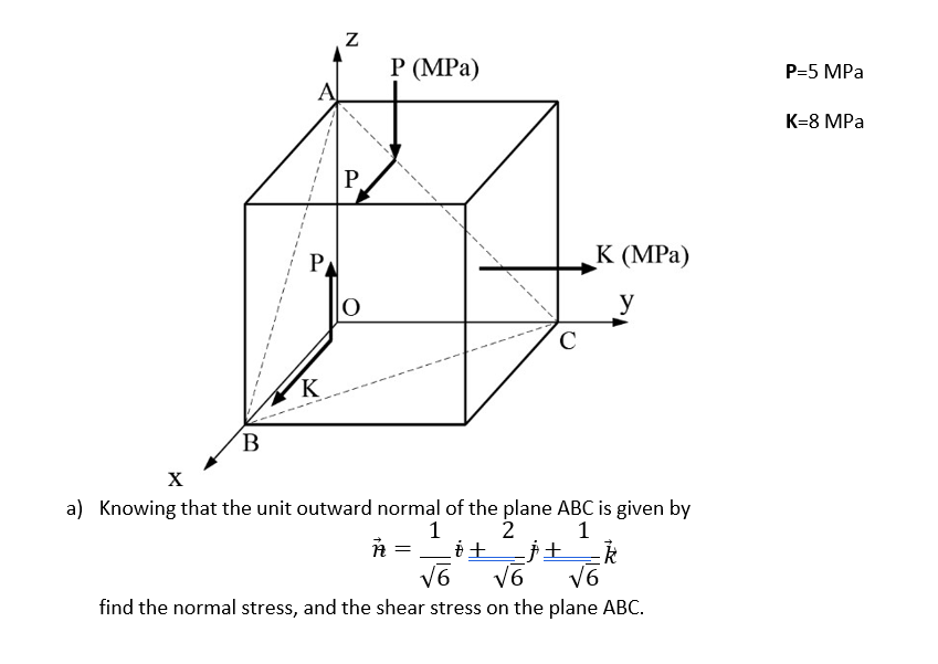 Solved P=5MPaK=8MPa X a) Knowing that the unit outward | Chegg.com