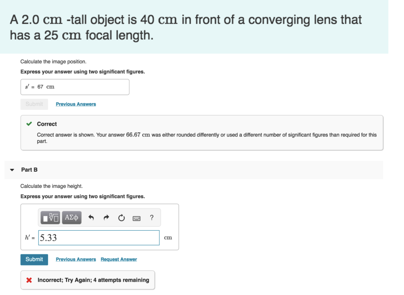 Solved A 2.0 cm -tall object is 40 cm in front of a | Chegg.com