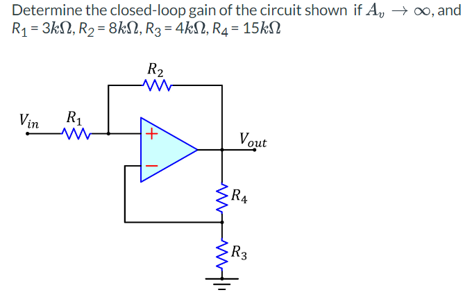 Determine the closed-loop gain of the circuit shown | Chegg.com