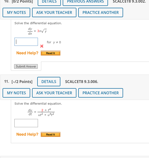 Solved [0/2 Points] DETAILS PREVIOUS ANSWERS SCALCET8 | Chegg.com