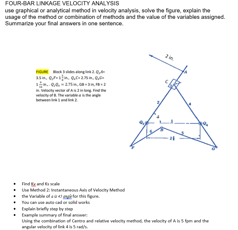 Four Bar Linkage Velocity Analysis Use Graphical Or
