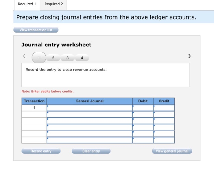 Solved: Required 1 Required 2 Prepare Closing Journal Entr... | Chegg.com