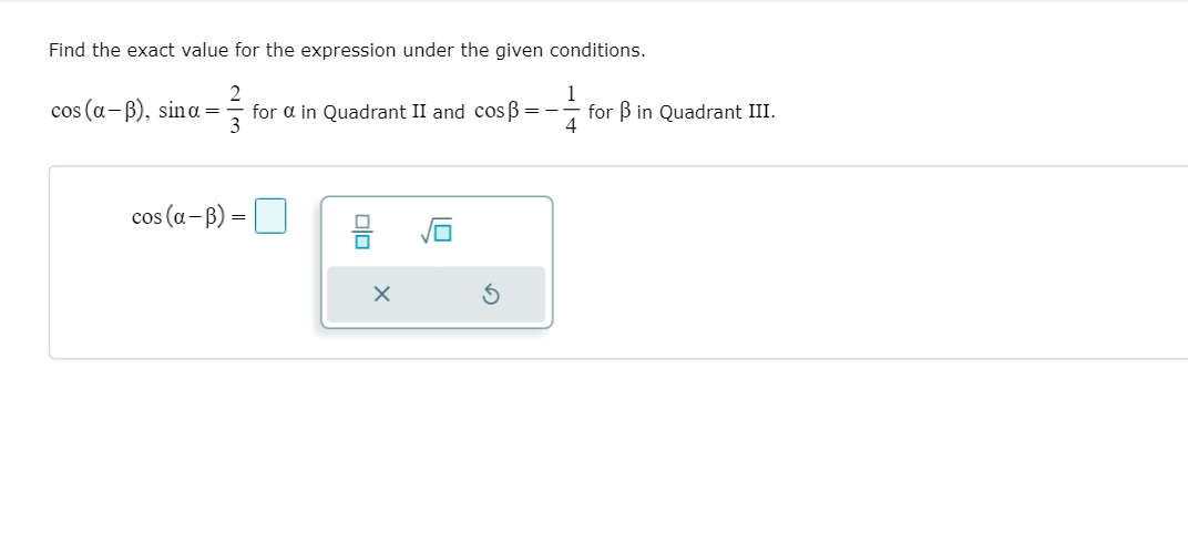 Solved Find the exact value for the expression under the | Chegg.com