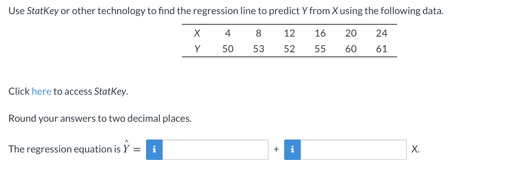 Solved Use StatKey or other technology to find the | Chegg.com