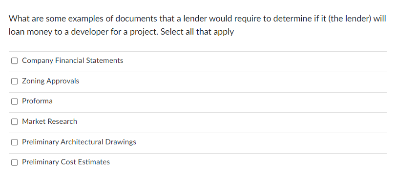 Solved What are some examples of documents that a lender | Chegg.com