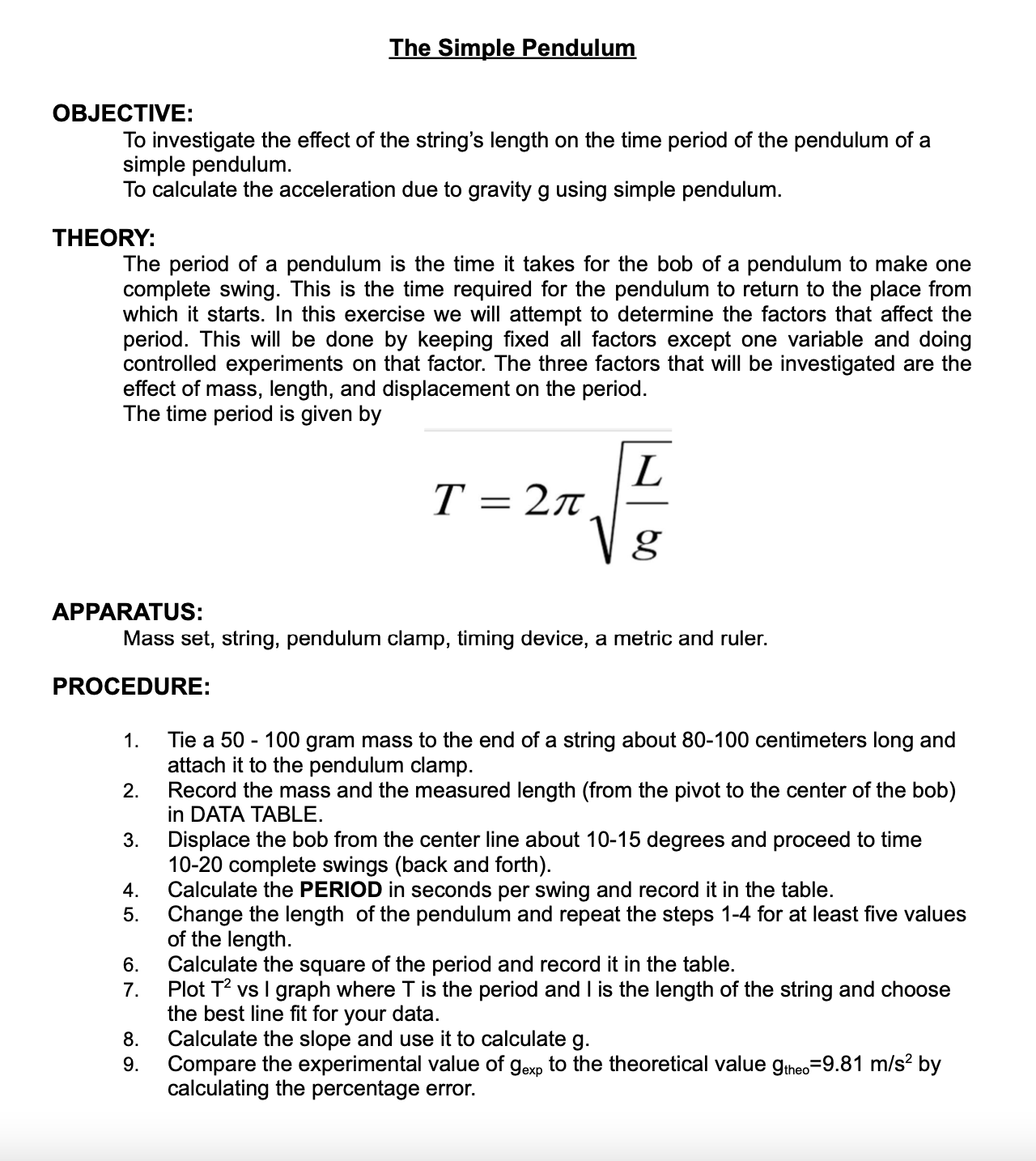 Solved OBJECTIVE: To investigate the effect of the string's | Chegg.com