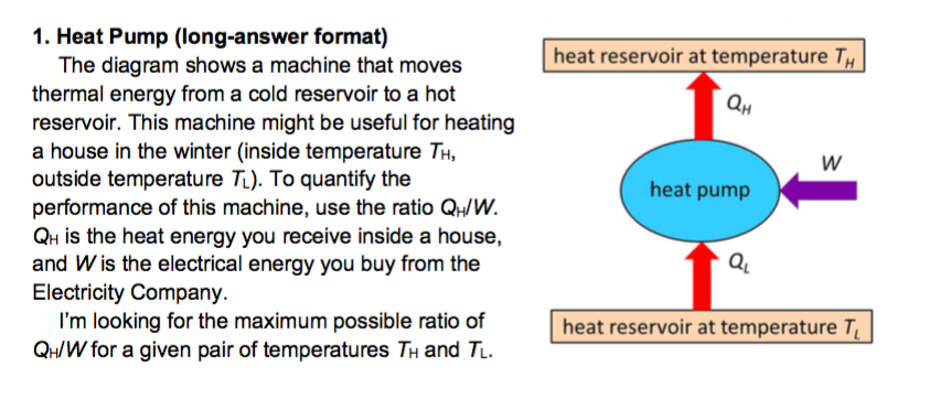 Solved heat reservoir at temperature TH 1. Heat Pump | Chegg.com