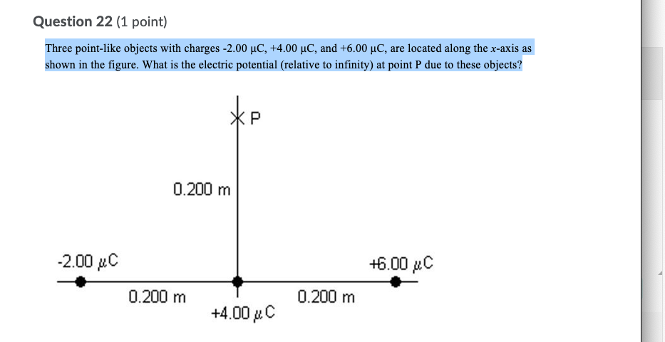 Solved Question 22 (1 point) Three point-like objects with | Chegg.com