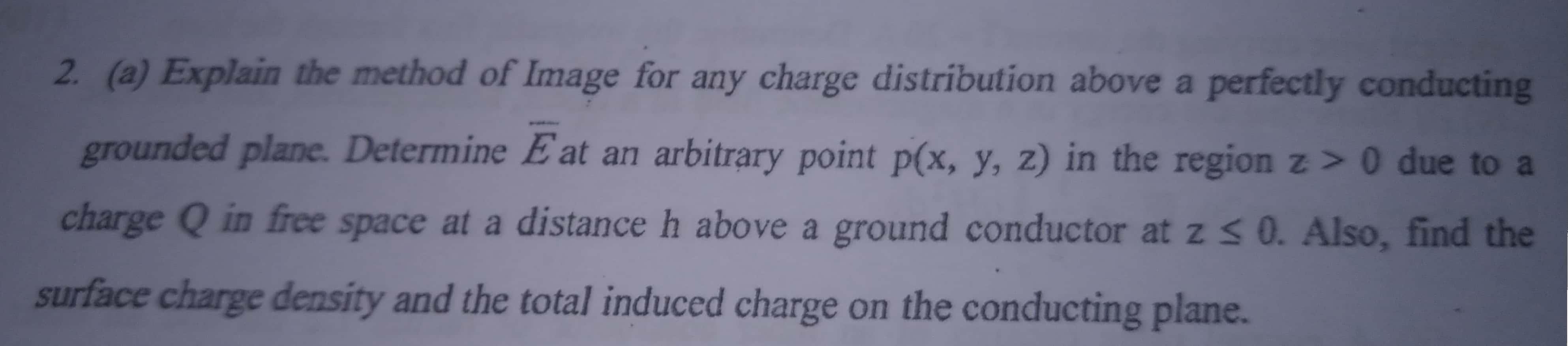 Solved 2. (a) Explain the method of Image for any charge | Chegg.com