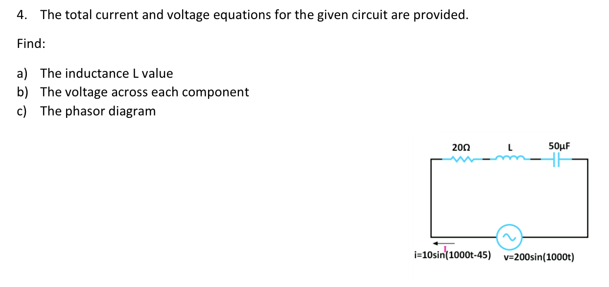 Solved The total current and voltage equations for the given | Chegg.com