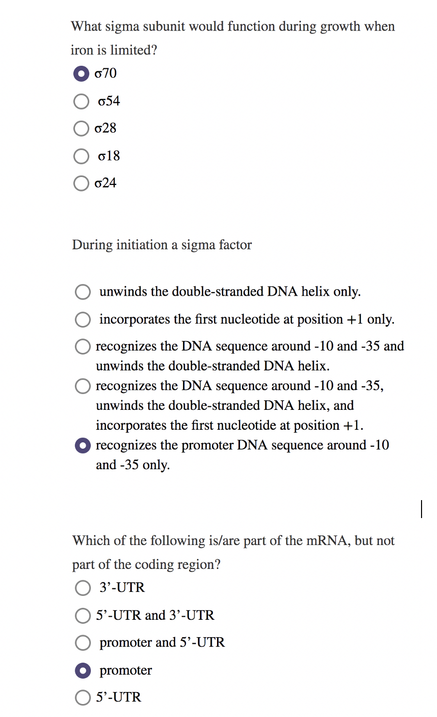 Solved What sigma subunit would function during growth when | Chegg.com