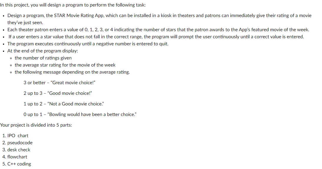 Solved In this project, you will design a program to perform | Chegg.com