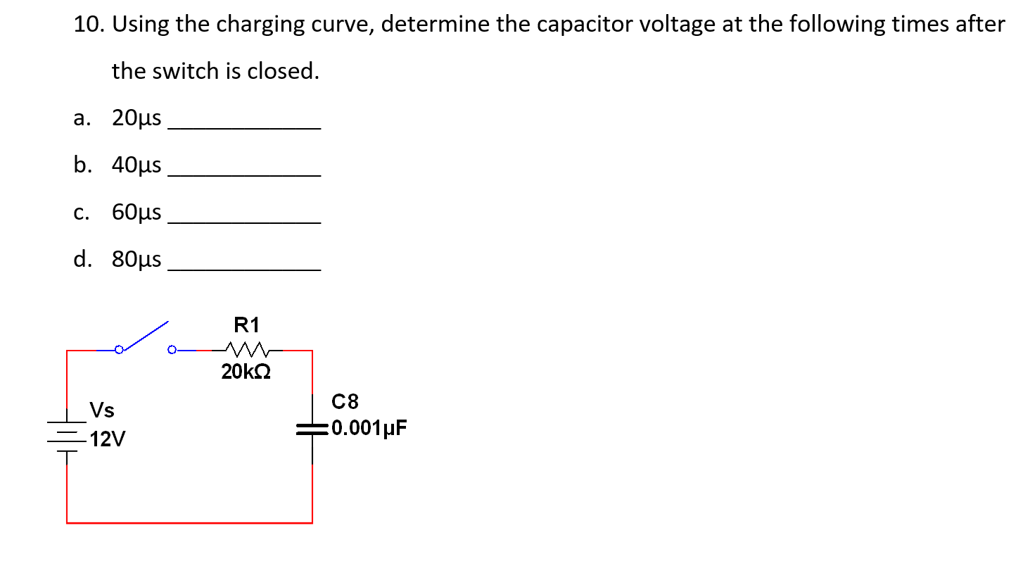 Solved Using the charging curve, determine the capacitor | Chegg.com