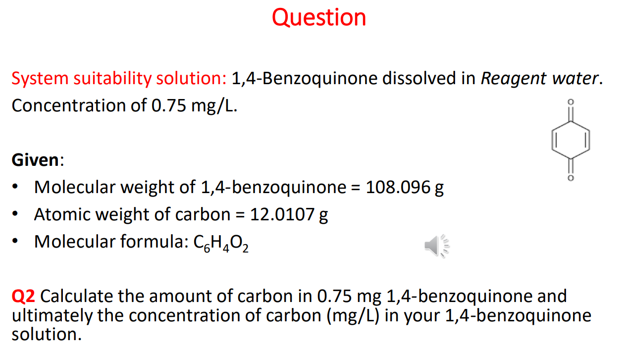 Solved System suitability solution: 1,4-Benzoquinone | Chegg.com