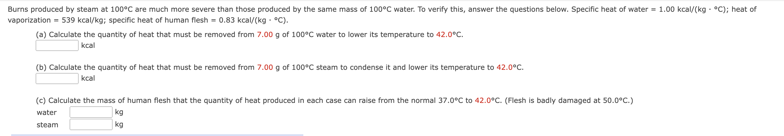 Solved vaporization =539kcal/kg; specific heat of human | Chegg.com