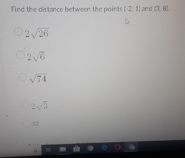 Solved Find the distance between the points (-2, 1) and | Chegg.com
