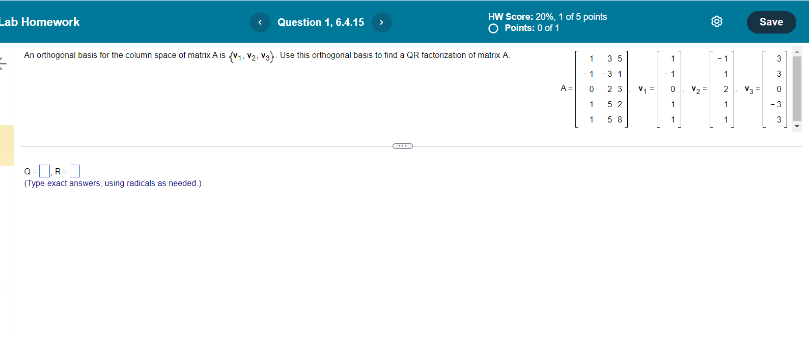 Solved Use the factorization A=QR to find the least-squares | Chegg.com