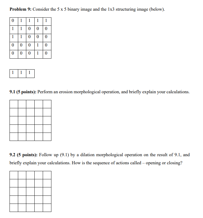 Problem 9: Consider the 5 x 5 binary image and the | Chegg.com