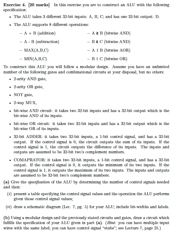 Solved Exercise 4. [20 marks] In this exercise you are to | Chegg.com