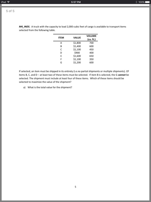 Solved A truck with the capacity to load 2,000 cubic feet of | Chegg.com