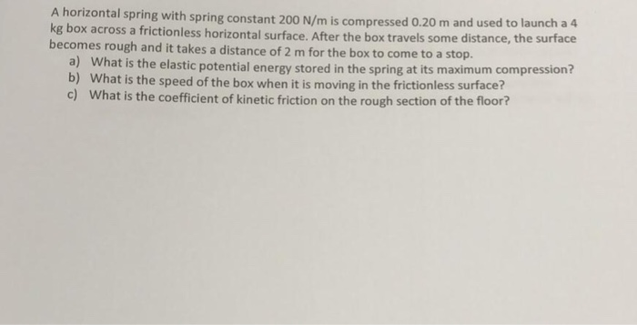 Solved A horizontal spring with spring constant 200 N/m is | Chegg.com
