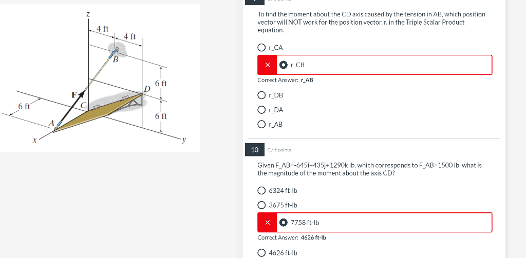Solved To find the moment about the CD axis caused by the | Chegg.com