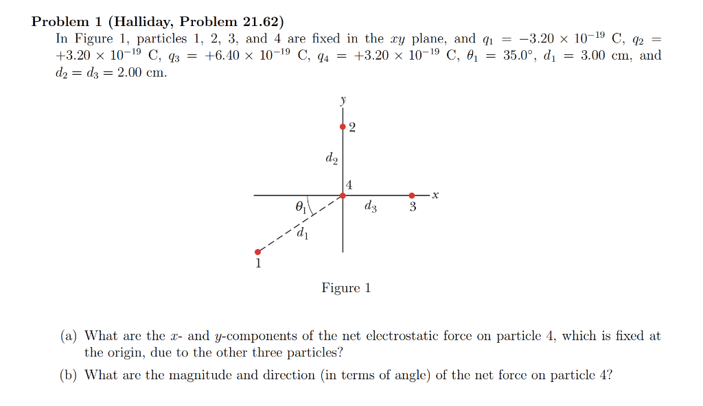 Solved Problem 1 (Halliday, Problem 21.62) In Figure 1, | Chegg.com