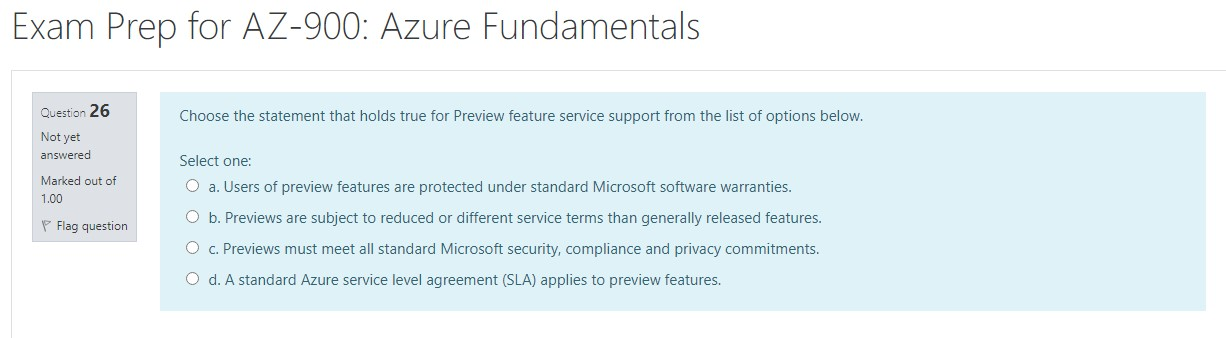 Solved Exam Prep for AZ-900: Azure Fundamentals Question 26 | Chegg.com