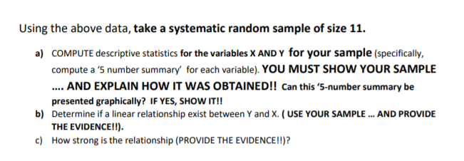 Solved Using the above data, take a systematic random sample | Chegg.com