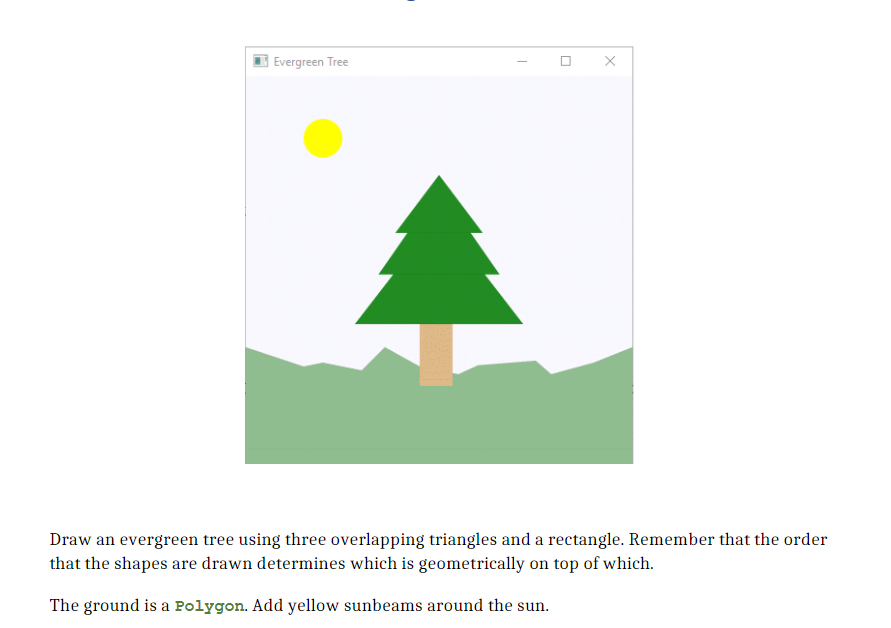 Solved Evergreen Tree - X Draw an evergreen tree using three | Chegg.com
