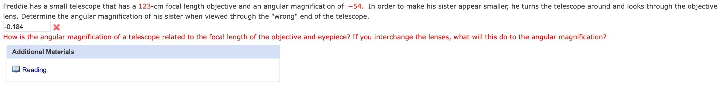 Solved Ens Determine The Angular Magnification Of His