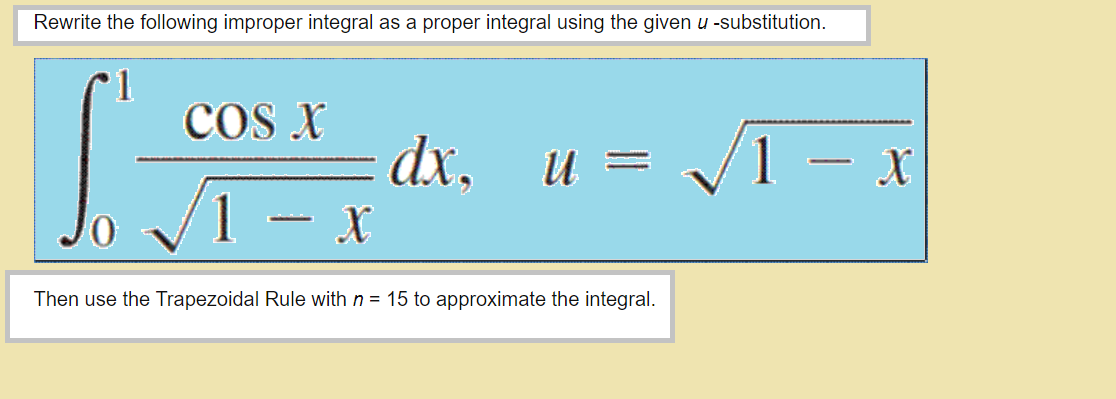 Solved ∫011−xcosxdx,u=1−x | Chegg.com