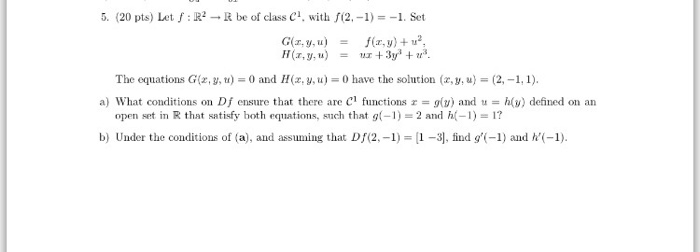 Solved Let f:R^2 rightarrow R be of class C^1, with f(2, -1) | Chegg.com