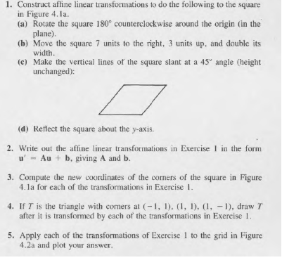Solved 1. Construct affine linear transformations to do the | Chegg.com