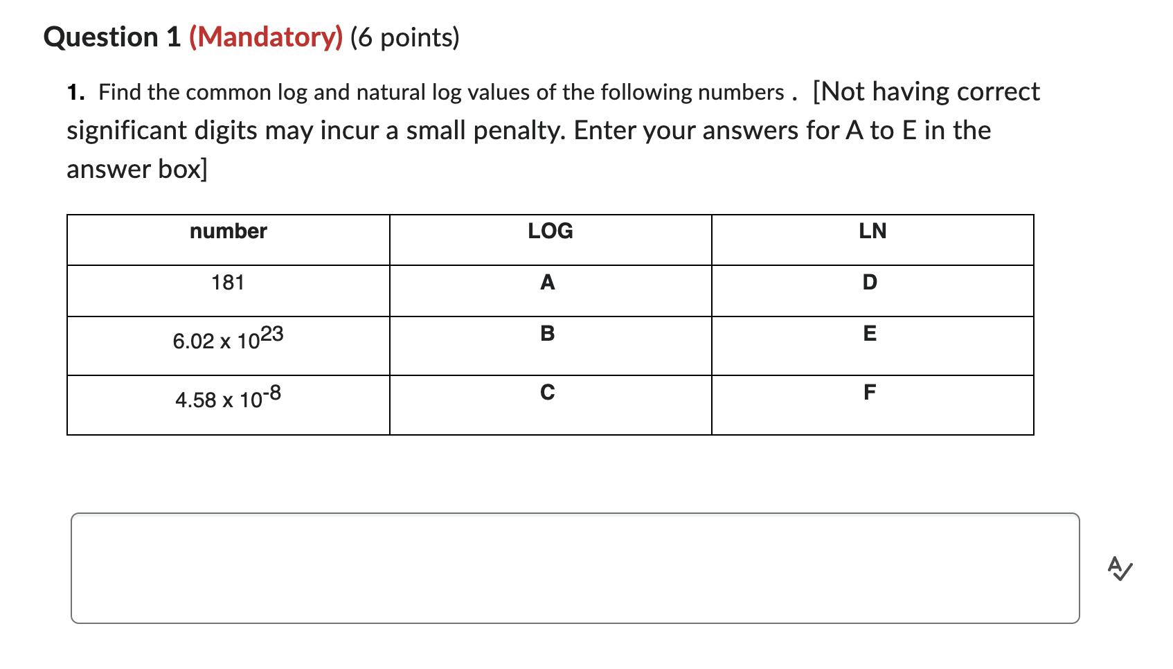 Solved Question 1 (Mandatory) (6 ﻿points)Find the common log | Chegg.com